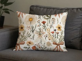 Polybavlněný povlak na polštář FLORAL RIBBON POLY 50x70 cm, krémový
