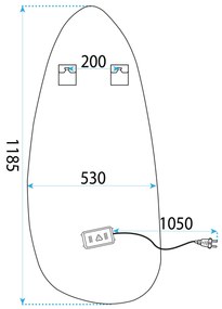 Tutumi Asymetrické zrcadlo 150x55 s LED osvětlením HOM-01512
