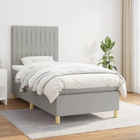 Box spring postel s matrací světle šedá 90x200 cm textil,  3142465