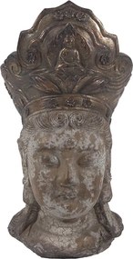 Hnědo-zlatá dekorace socha hlava Buddha - 12*9*22 cm