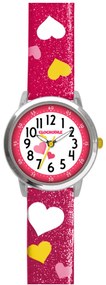 Růžové třpytivé dívčí hodinky se srdíčky CLOCKODILE HEARTS CWG5060