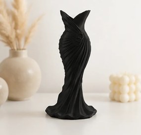váza, styl půvab, plast, 12x4x4 cm, černá, Dekorino VD0260020