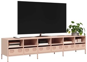 TV skříňka růžová 202 x 39 x 43,5 cm ocel válcovaná za studena