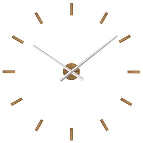VLAHA Dubové nalepovací hodiny MINIMAL vyrobené v Čechách se stříbrnými ručkami ⌀84cm VCT1041