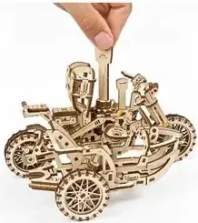 Ugears 3D dřevěné mechanické puzzle UGR-10 Motorka (scrambler) s vozík