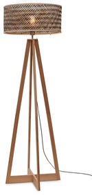 Stojací lampa s bambusovým stínidlem v černo-přírodní barvě (výška 145 cm) Java – Good&amp;Mojo
