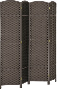 HOMCOM 4-panelový dělicí panel 160x170 cm Skládací oddělovač pro obývací pokoj, ložnici a kancelář Hnědý