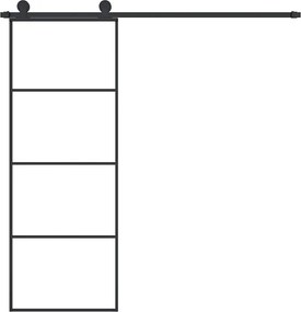 Posuvné dveře s kováním 76x205 cm ESG sklo a hliník 3152146
