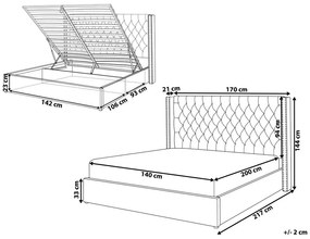 Sametová postel s úložným prostorem 140 x 200 cm šedá LUBBON Beliani