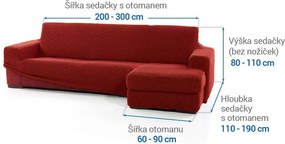 Super strečové potahy NIAGARA cihlová sedačka s otomanem vpravo (š. 200 - 300 cm)