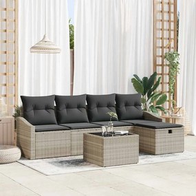 Set pohovek 6 ks Světle šedá polyratan 3359271