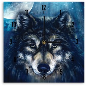 Gario Hodiny na zeď Vlk a Měsíc Rozměry: 40 x 40 cm