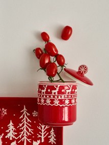 Sinsay - Vánoční keramická cukřenka s motivem sobů - červená