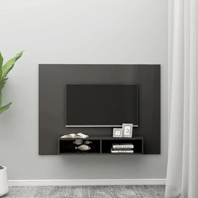 vidaXL Nástěnná TV skříňka šedá vysoký lesk 135x23,5x90 cm dřevotříska