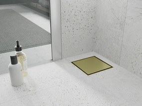 Mexen Flat-Q, bodová podlahová vpusť 15 cm, zlatá matná, 1A10015