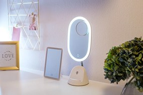 LED kosmetické zrcátko Immax FACE 3v1, stojánek s Qi nabíjením