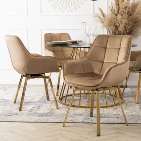 Designová otočná jídelní židle Novara béžová velur