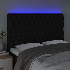 Čelo postele s LED černé 144x7x118/128 cm textil 3122760