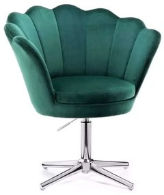 LuxuryForm DESIGN Otočné křeslo FREY VELUR na stříbrném kříži - zelené