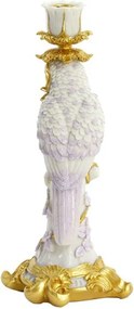 Zlatý antik svícen s papouškem Lora lilac - 12*11*29 cm