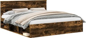 Rám postele s čelo Kouřový dub 200 x 200 cm Kompozitní dřevo 3407836