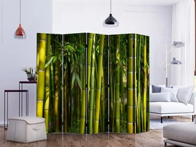 Pokojová zástěna Orientální zahrada II (5-dílný) - vzor s zelenými tyčinkami bambusu