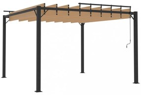 Pergola s lamelovou střechou 3 x 3 m hliník / látka Dekorhome Krémová