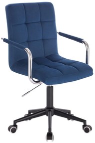 LuxuryForm Židle VERONA VELUR na černé podstavě s kolečky - modrá