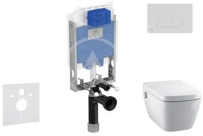 Ideal Standard - Set předstěnové instalace, sprchovací toalety a sedátka TECEone, tlačítka Oleas M1, Rimless, SoftClose, bílá