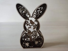 3D velikonoční zajíček S nápisem Veselé Velikonoce Kombinace přírodní, ořech