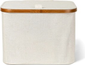 Krémový látkový úložný box s víkem 40,5x33x30 cm Bamboo/Linen – Bigso
