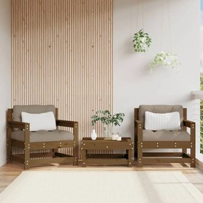 Zahradní židle s poduškami 2 ks medově hnědé masivní borovice - Default Title