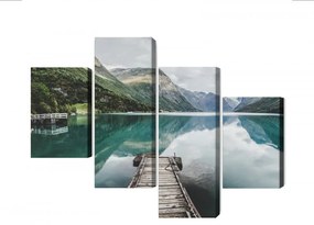 Vícedílný obraz Pohled Na Jezero Lovatnet Nedostatek Nedostatek Přírodní plátno 120x75
