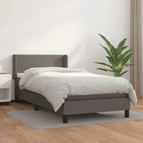 vidaXL Box spring postel s matrací 90x200 cm umělá kůže [3130698] Barva: Šedá