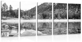 5-dílný obraz jezero v nádherné přírodě v černobílém provedení Varianta: 200x100