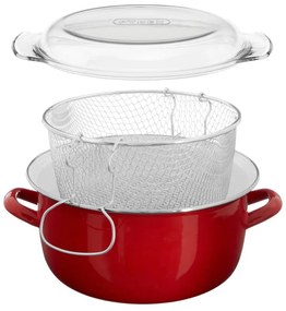 Červený fritovací hrnec Premier Housewares, objem 5 l