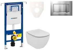 Cenově zvýhodněný závěsný WC set Geberit do lehkých stěn / předstěnová montáž+ WC Ideal Standard Tesi 111.355.00.5NE7