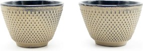 Litinová čajová souprava Xilin, konvice 1,25 l – hnědá, japonský design, se 2 šálky, s nerezovým sítkem