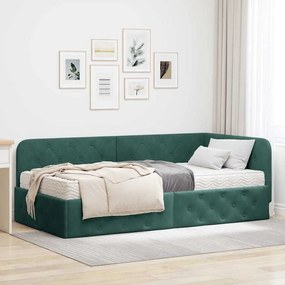 Rohový rám postele Tmavě zelená 100 x 200 cm samet 3394094