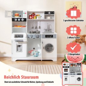 Costway Dřevěná kuchyňka na hraní s dřezem a kohoutkem. Kuchyňka na hraní rolí