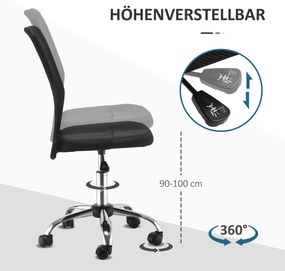 Kancelářská židle Vinsetto bez područek, ergonomická kancelářská židle, výškově nastavitelná, max. nosnost 100 kg, černá | Aosom