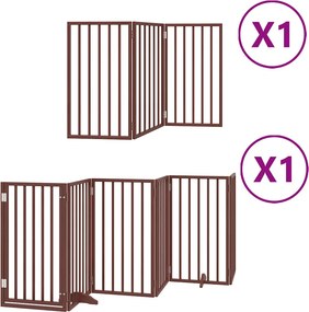 Zábrana pro psy s dvířky skládací 9 panelů hnědá 450 cm topol 3155550