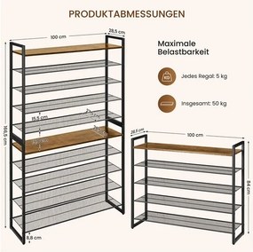 Botník Yaheetech – rustikální hnědá (267631209615)