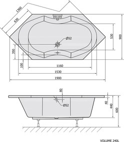 Polysan Tokata 136 x 136 cm 17111 vana šestihranná akrylátová