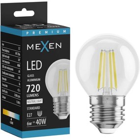 Mexen Vintis LED filament žárovka E27, G45, 6W, Neutrální - 4000K, 720 lm, čirá - L156-E27-0627-00 - L156-E27-0640-00
