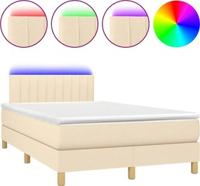Box spring postel s matrací a LED krémová 120 x 200 cm textil 3133866