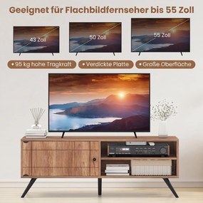Costway TV skříňka TV se skříňkou a 2 otevřené přihrádky TV – 120 × 40 × 44,5 cm