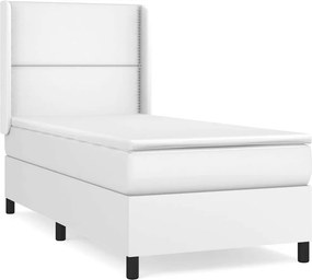Box spring postel s matrací bílá 100x200 cm umělá kůže 3132424