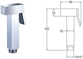 Sapho, Bidetová sprcha hranatá, chrom, BS129
