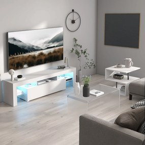 HOMCOM Malý stolek u pohovky s otevřeným S-zásuvkovým prostorem, moderní design 50x50x50 cm, bílý
